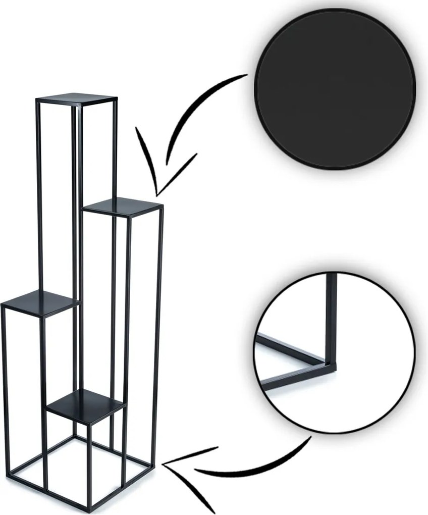STOJAN NA KVĚTINÁČ KASKADA 150X44X44 CM ČERNÁ