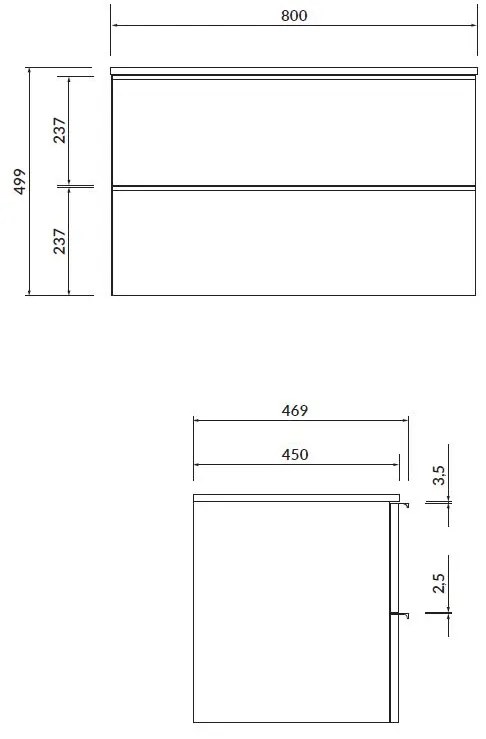 Cersanit - VIRGO závěsná skříňka pod umyvadlo s deskou 80cm, šedá-chrom, S522-030