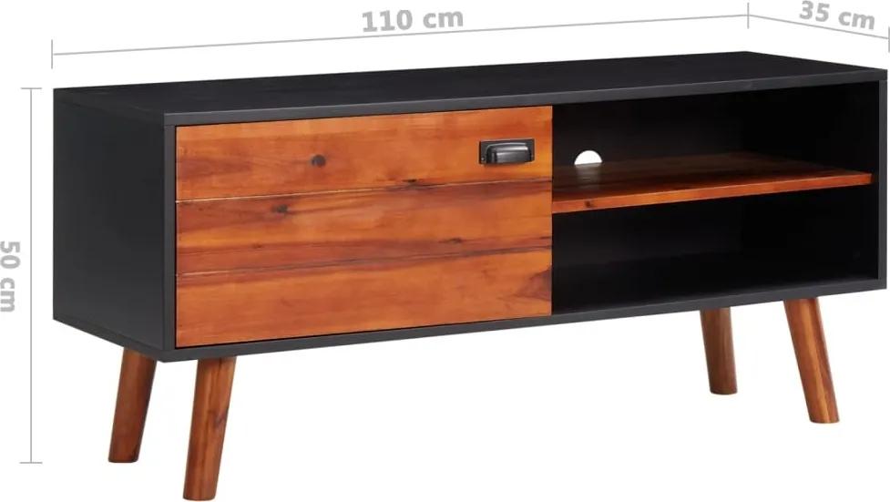 vidaXL TV stolek 110 x 35 x 50 cm masivní akáciové dřevo a MDF [327452]