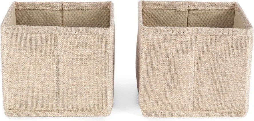 Béžové látkové úložné boxy v sadě 2 ks 14x12x12 cm Sandy – Compactor