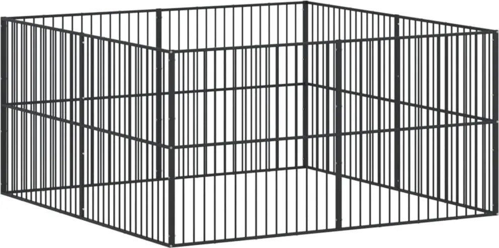Ohrádka pro psy 8 panelů černá pozinkovaná ocel 3209553