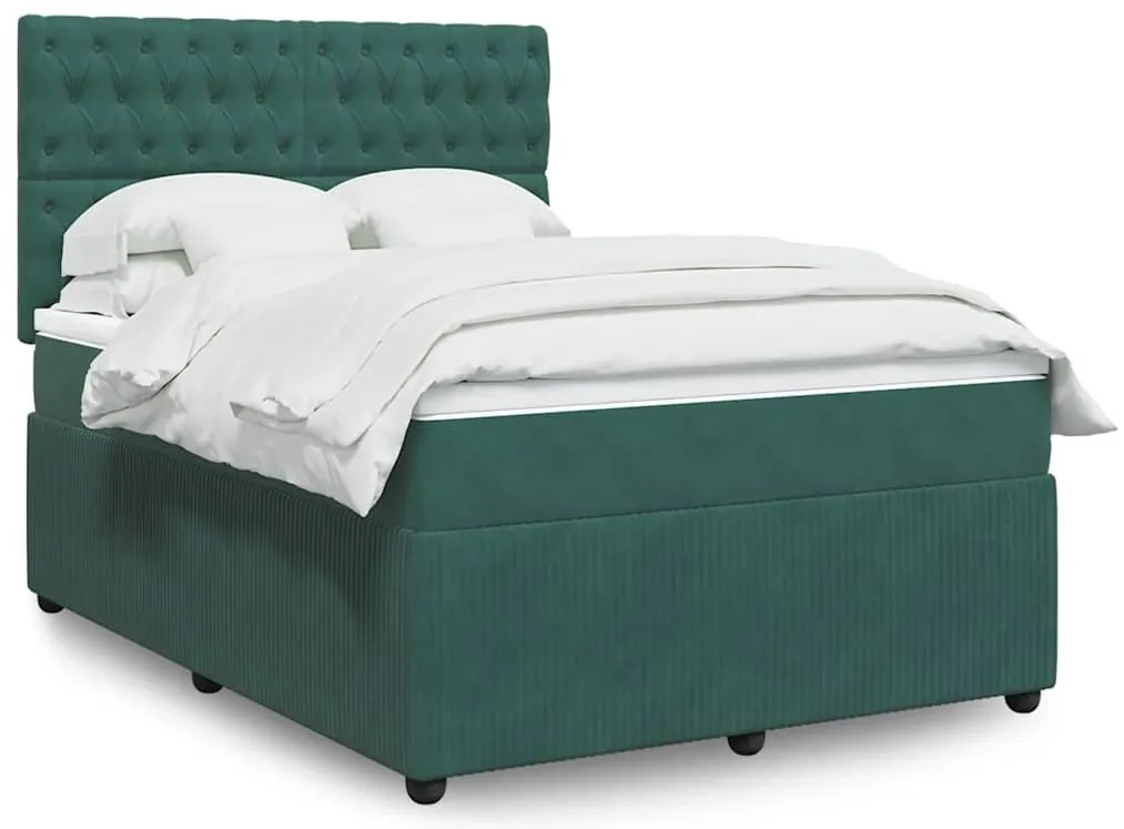 Box spring postel s matrací tmavě zelená 140x190 cm samet 3294643