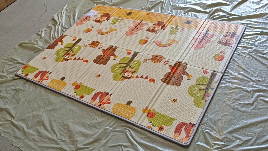 AIYAPLAY Hrací podložka pro děti 200x150x1,5 cm s motivem lesa, skládací, oboustranná z XPE, 0-3 roky, vícebarevná