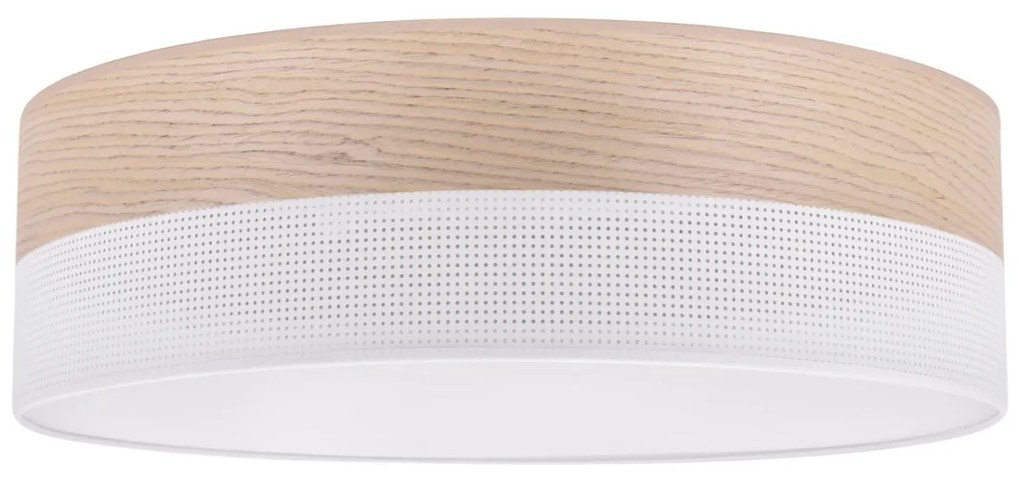 Stropní svítidlo Wood, 1x béžová dubová dýha/bílé plastové stínítko, (bílé plexisklo), (fi 50cm)