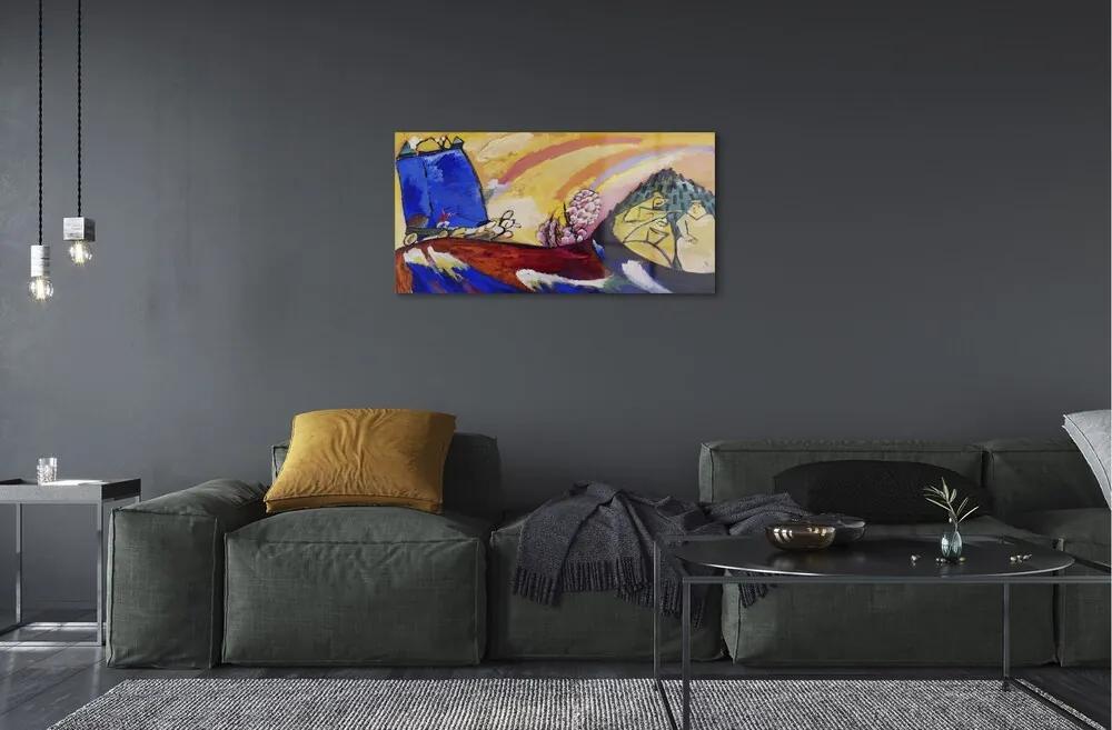 Obraz na skle Venkovské krajiny abstraktní umění 140x70 cm