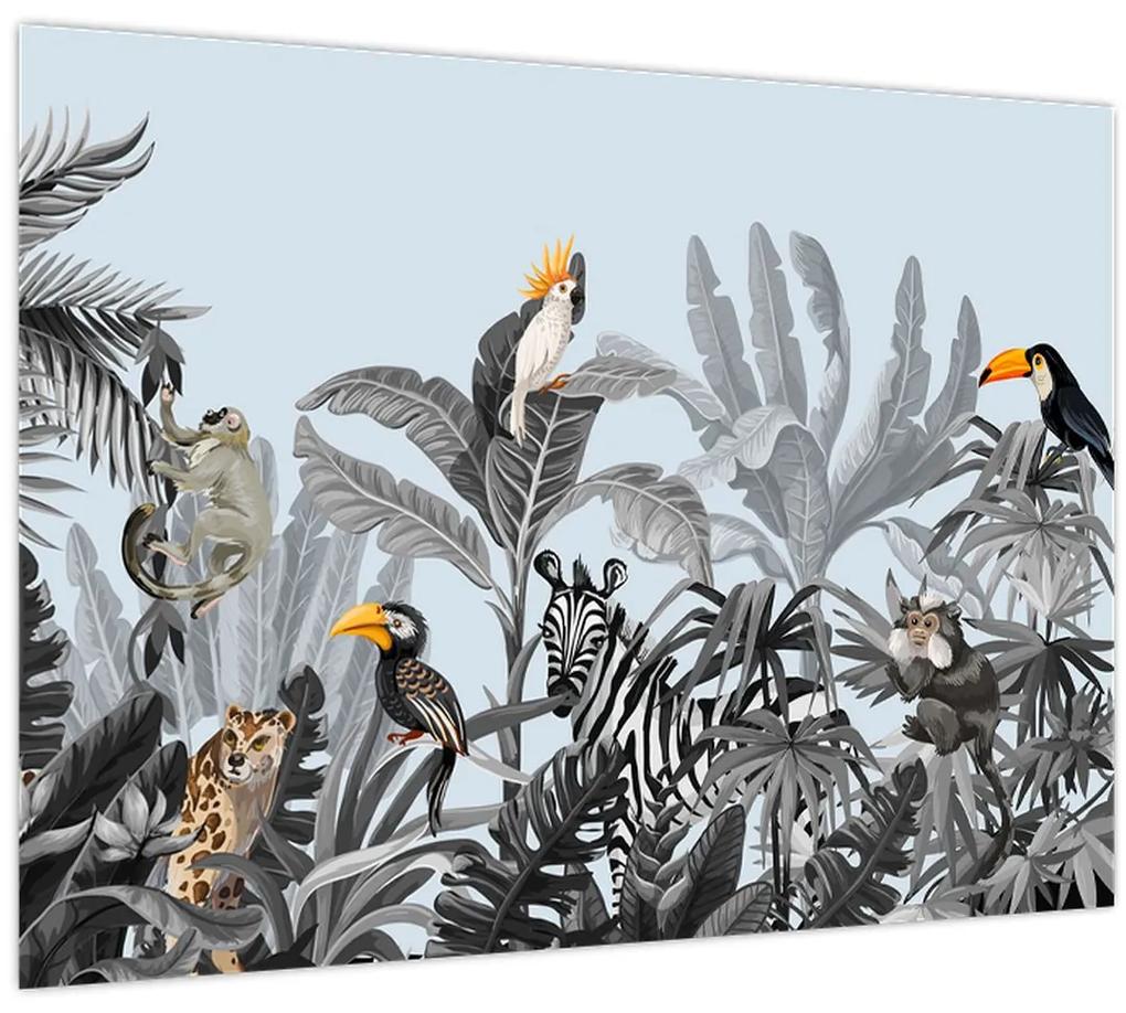 Obraz zvířat v tropickém lese (70x50 cm)
