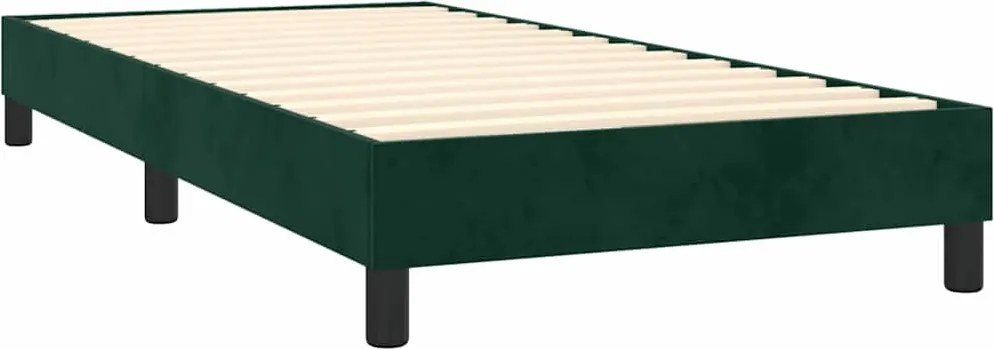 Box spring postel s matrací a LED tmavě zelená 90x200 cm samet 3134444