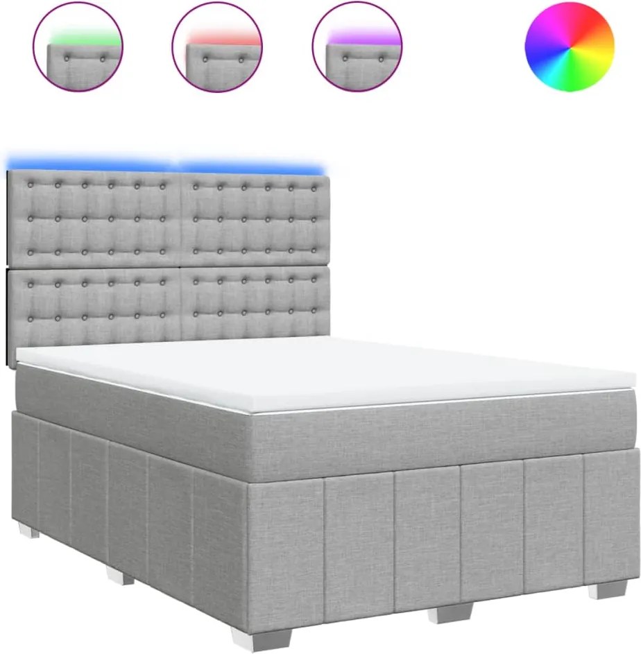 Box spring postel s matrací světle šedá 140 x 200 cm textil 3294005