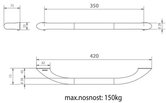 Sapho Pevnostní madlo 35 cm, černá mat ML35NE