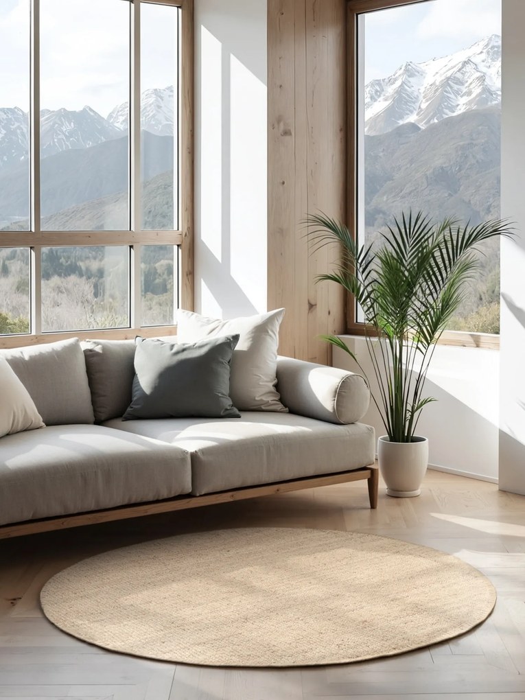Hanse Home, Kusový koberec Jaipur 105973 Ivory/White kruh, 200x200 (průměr) kruh, béžová, chodba / předsíň