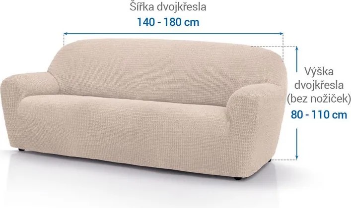 Super strečové potahy RUBINIA smetanová dvojkřeslo (š. 140 - 180 cm)