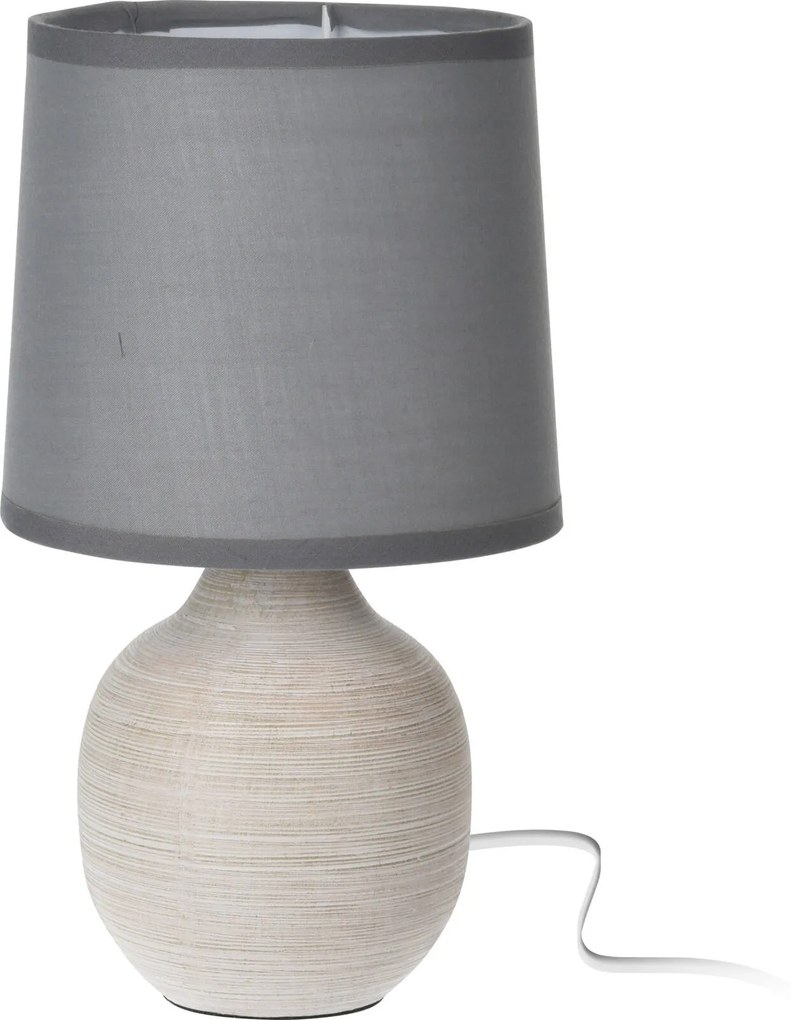 Šedá stolní lampa s velurvým stínidlem, 25 cm