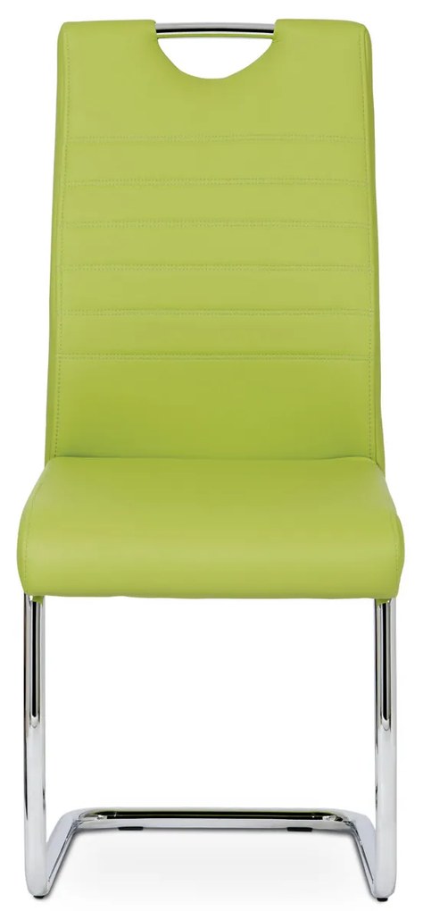 Jídelní židle koženka zelená / chrom Autronic DCL-418 LIM