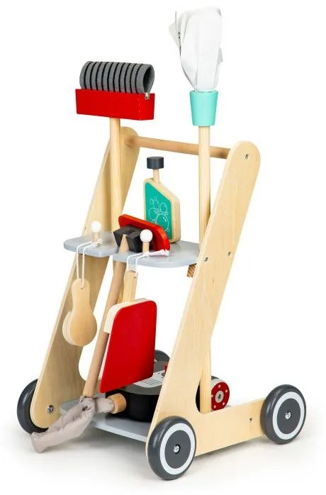 EcoToys Dřevěný úklidový vozík s příslušenstvím, 4404