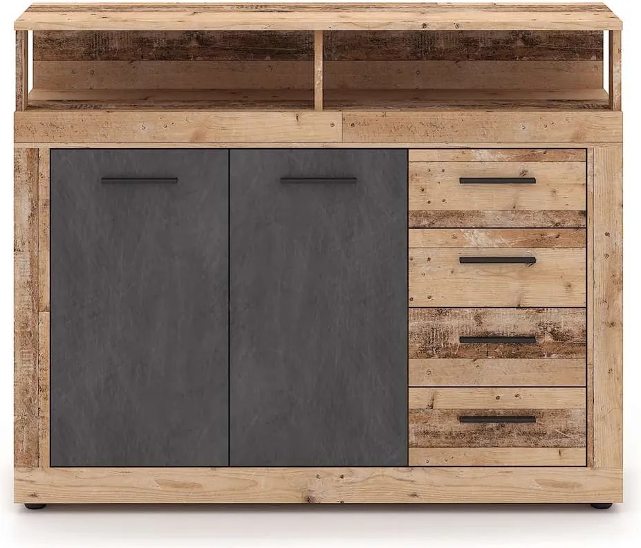 Komoda Leniza 120A, dub natural / grafit