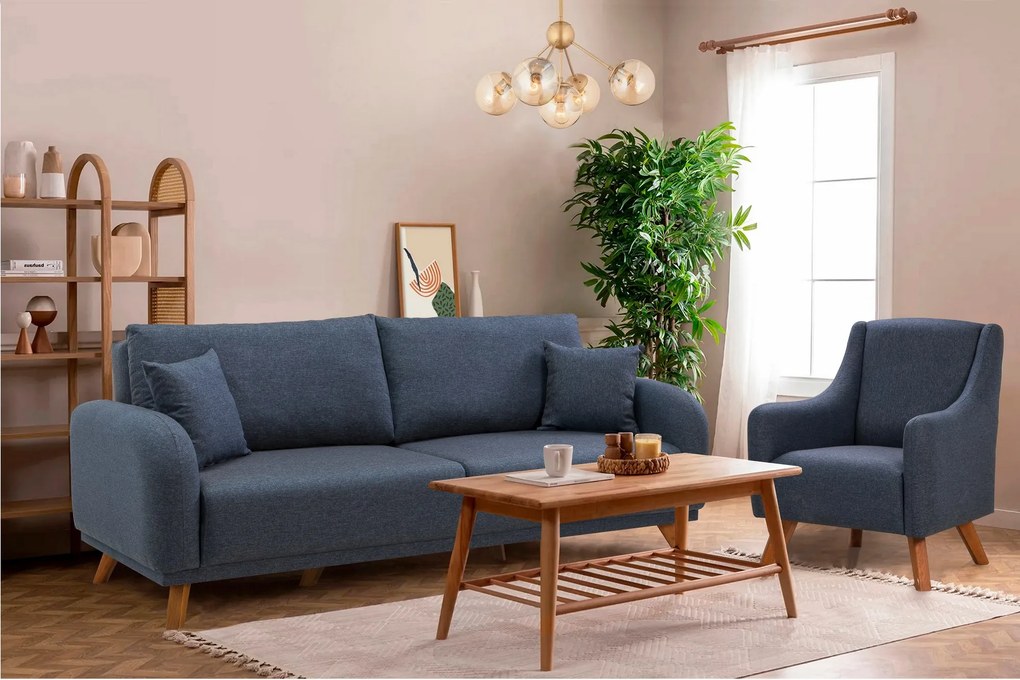 Hanah Home Set křesla a pohovky HERA tmavě modrý 237 cm