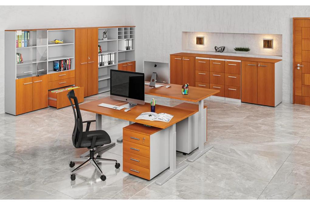 Kancelářský regál PRIMO GRAY, 740 x 800 x 420 mm, šedá/třešeň
