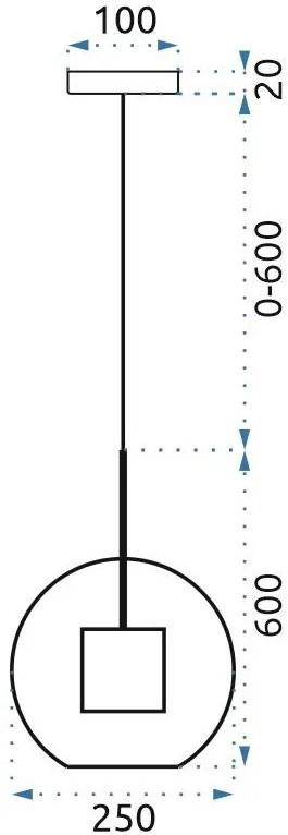Toolight - závěsná skleněná lampa APP555-1CP 25cm, zlatá, OSW-08748