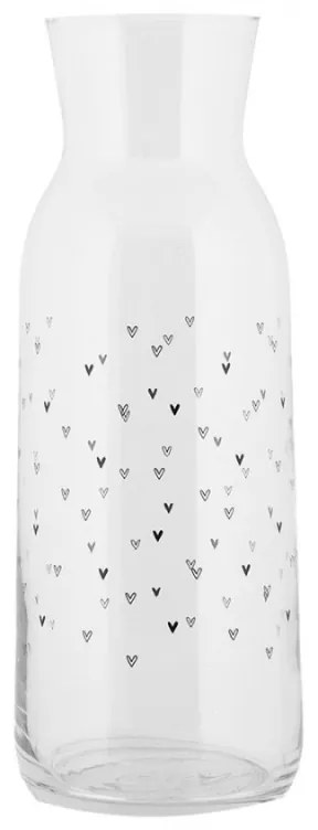 Skleněná karafa na vodu se záplavou srdíček – 1000 ml