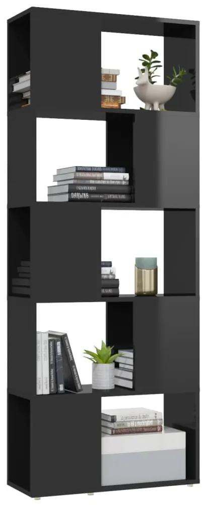vidaXL Knihovna / dělicí stěna černá s vysokým leskem 60 x 24 x 155 cm