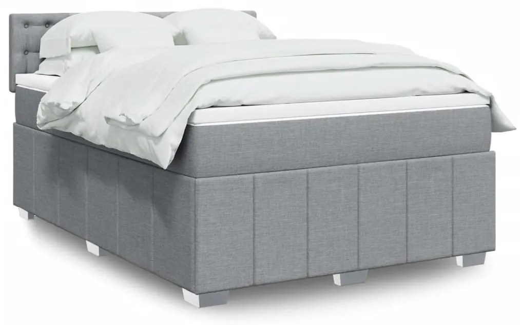 Box spring postel s matrací světle šedá 140 x 200 cm textil 3289405