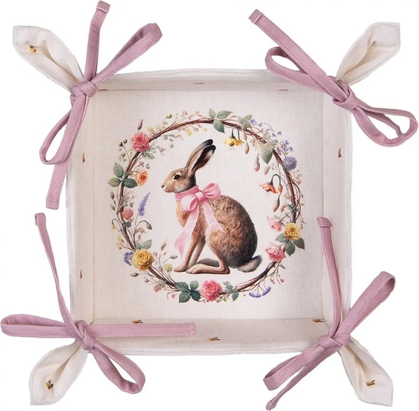 Košík na pečivo zajíc s květy Easter Whispers Collection - 35*35*8 cm