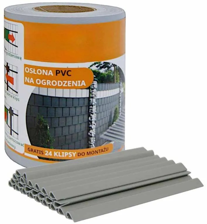 Ekspand Stínící fólie na plot 19cm x 35m 450g/m2 Světle šedá + spony 24ks