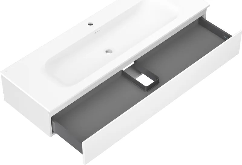Mexen Orio, koupelnová skříňka 140 cm s umyvadlem Vela, 1 zásuvka, bílá matná, 91A10-14023-1-BF01-W23M01