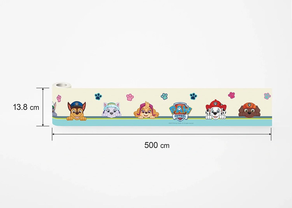 Dětská samolepící bordura na zeď Tlapková Patrola Buď Šťastný | 5 m x 13.8 cm | DWBD8004