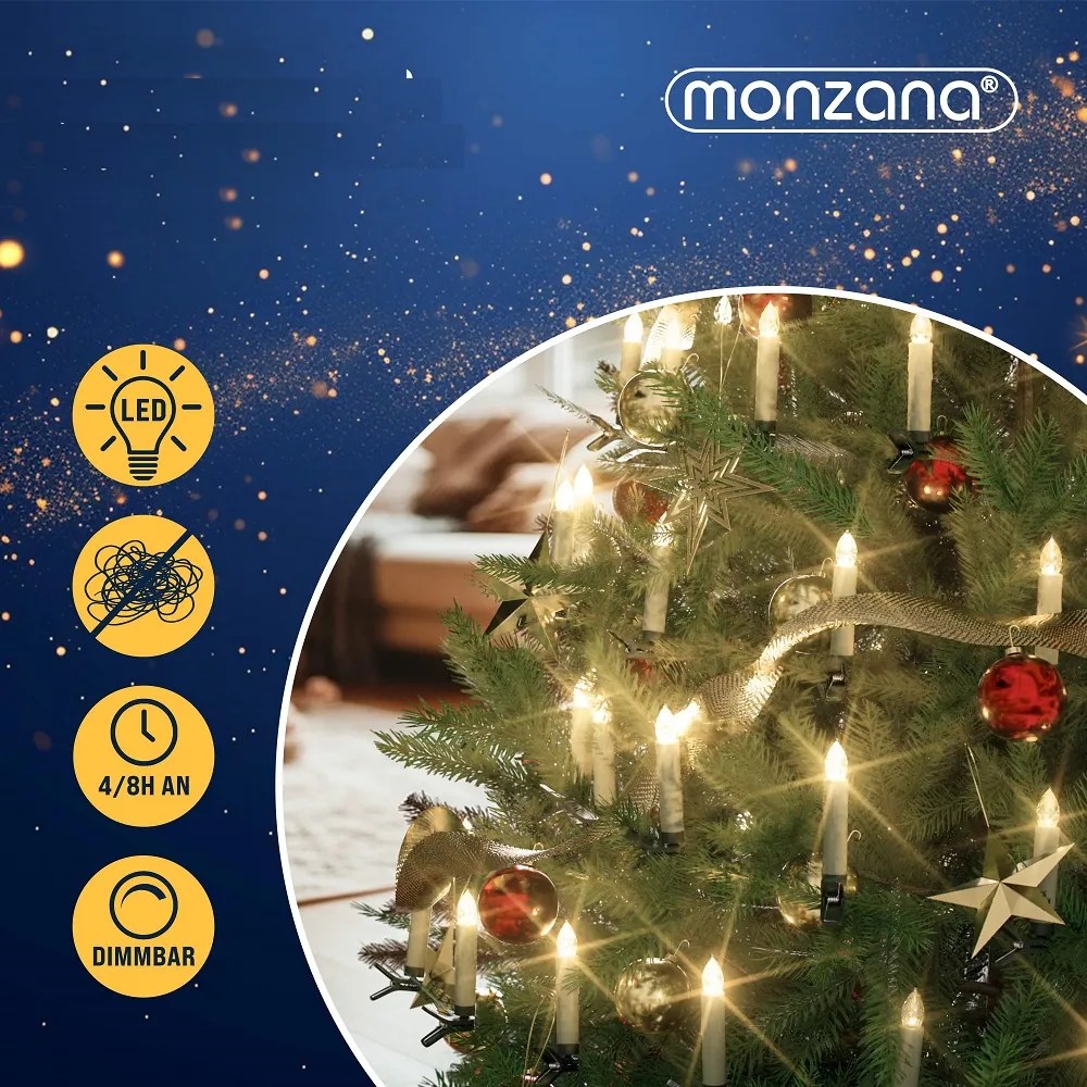 Monzana Svíčky na vánoční stromeček CANDLE, 20ks, 10,5cm, teplá bílá
