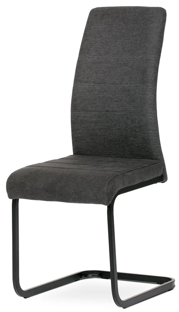 AUTRONIC Židle jídelní, šedá látka, kovová pohupová podnož, černý kov