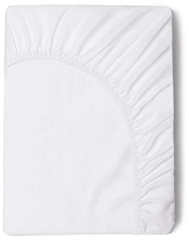 Bílé elastické prostěradlo z bavlněného saténu HIP, 90 x 200 cm