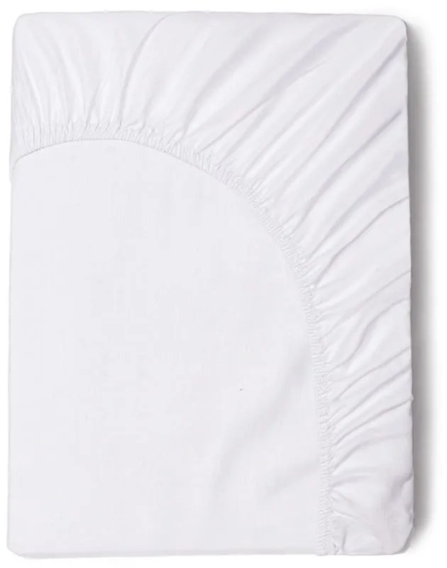 Bílé elastické prostěradlo z bavlněného saténu HIP, 140 x 200 cm