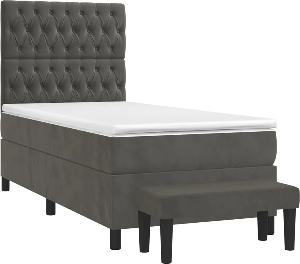 Box spring postel s matrací tmavě šedá 80 x 200 cm samet 3137990