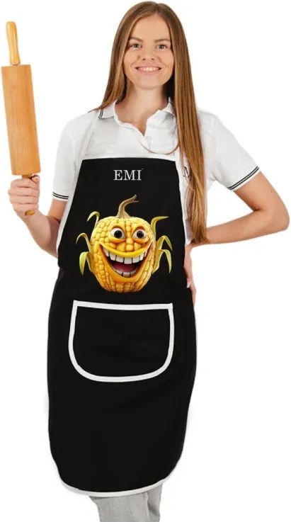 Kuchyňská zástěra Corny EMI, černá