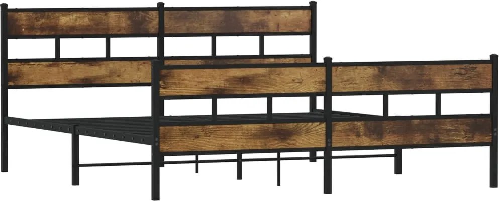 Kovový rám postele bez matrace kouřový dub 183 x 213 cm 3308467