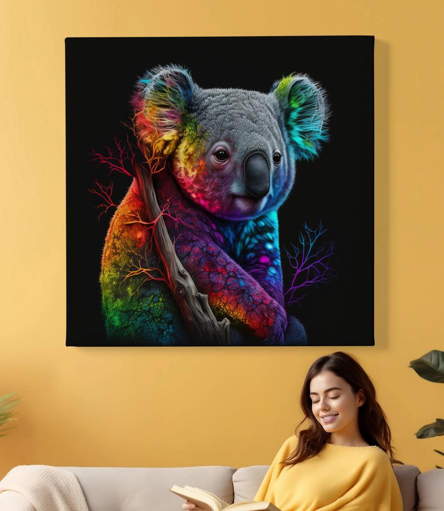 Obraz na plátně - Barevný koala FeelHappy.cz Velikost obrazu: 140 x 140 cm