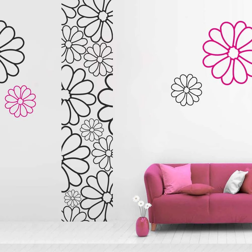 WALLVINIL Samolepky na zeď - Sedmikráskový set Barva: Béžová, Velikost: Květ 30x30 cm
