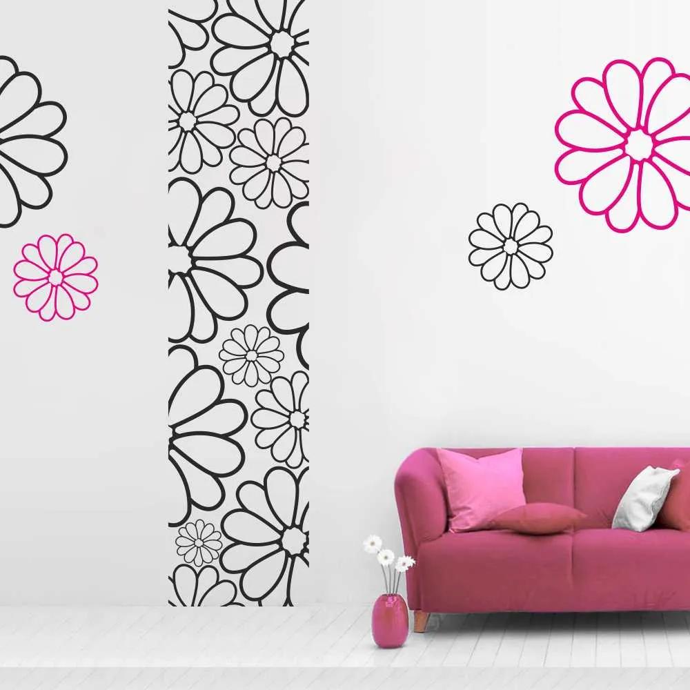 WALLVINIL Samolepky na zeď - Sedmikráskový set Barva: Růžová světlá, Velikost: Květ 60x60 cm