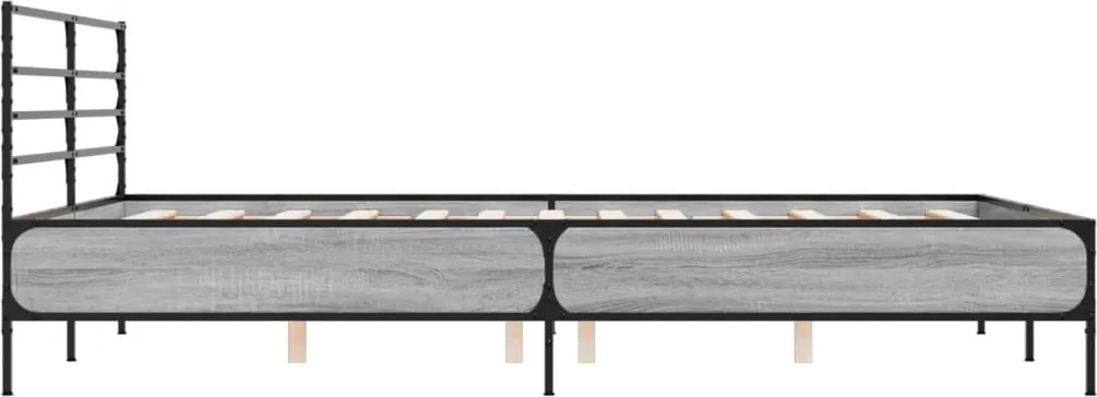 Rám postele šedý sonoma 160 x 200 cm kompozitní dřevo a kov 3280055