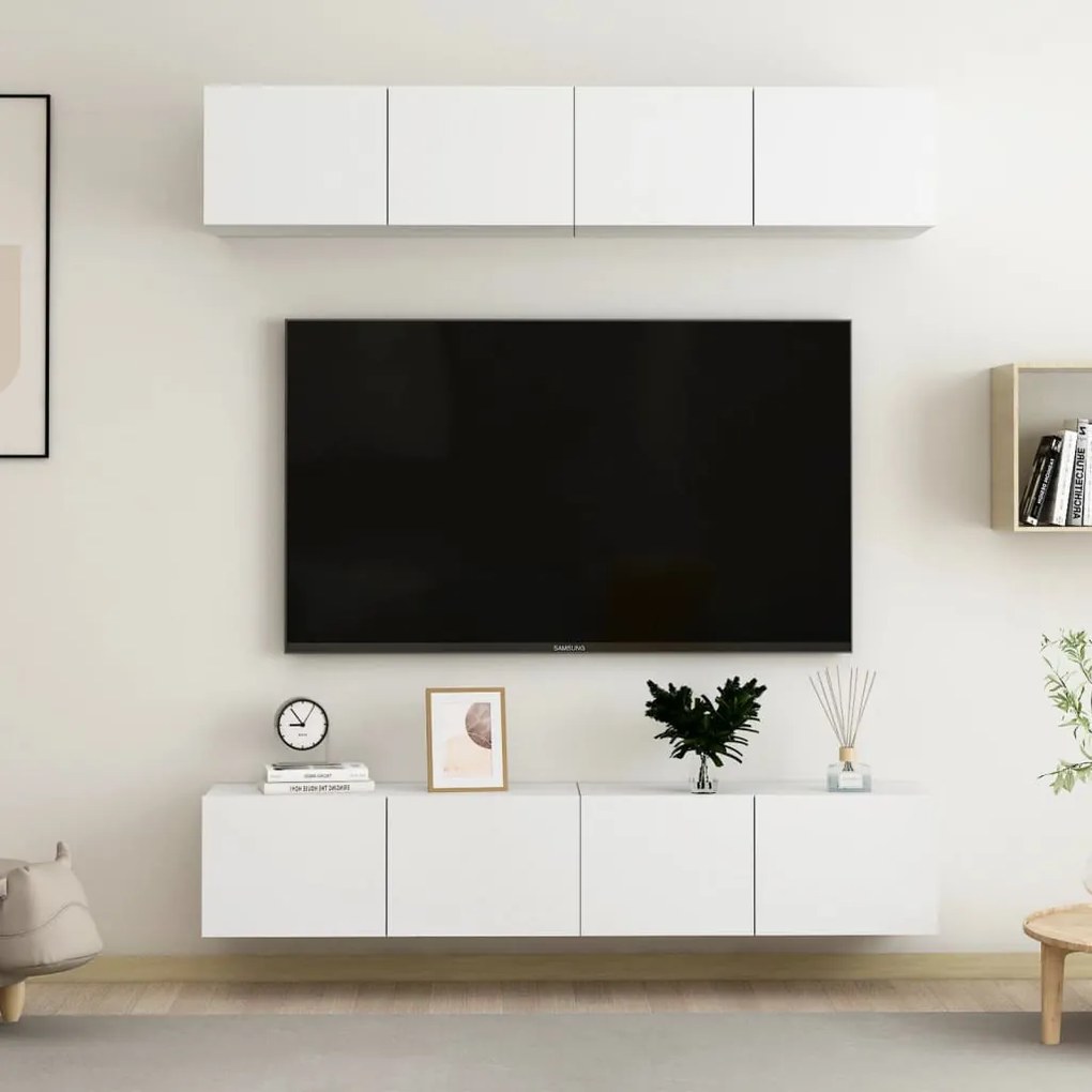 TV skříňky 4 ks bílé 80 x 30 x 30 cm kompozitní dřevo 3074451