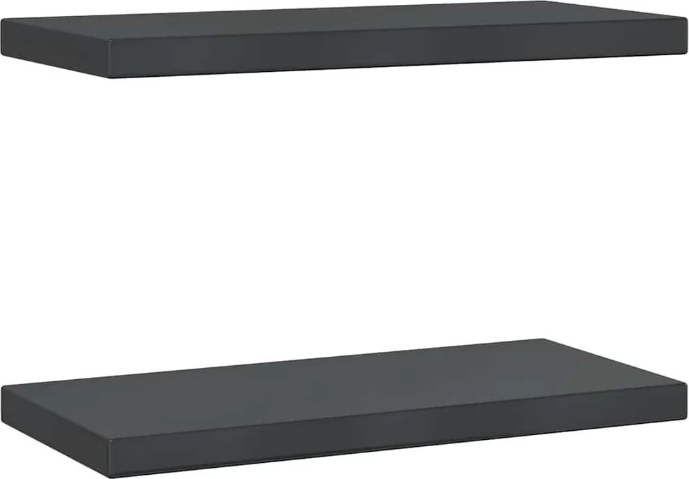 Nástěnné police 2 ks 50 x 23,5 cm černé nerezová ocel 30295