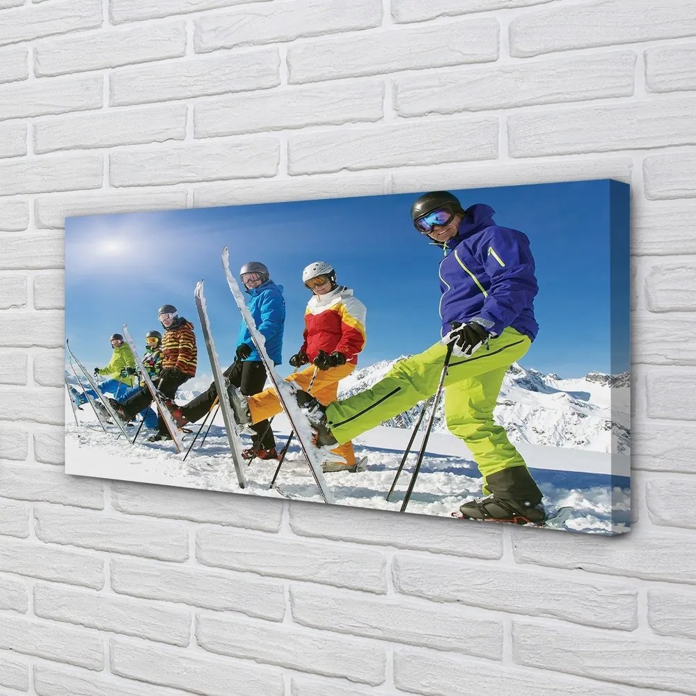 Obrazy na plátně Lyžaři zimní hory 125x50 cm