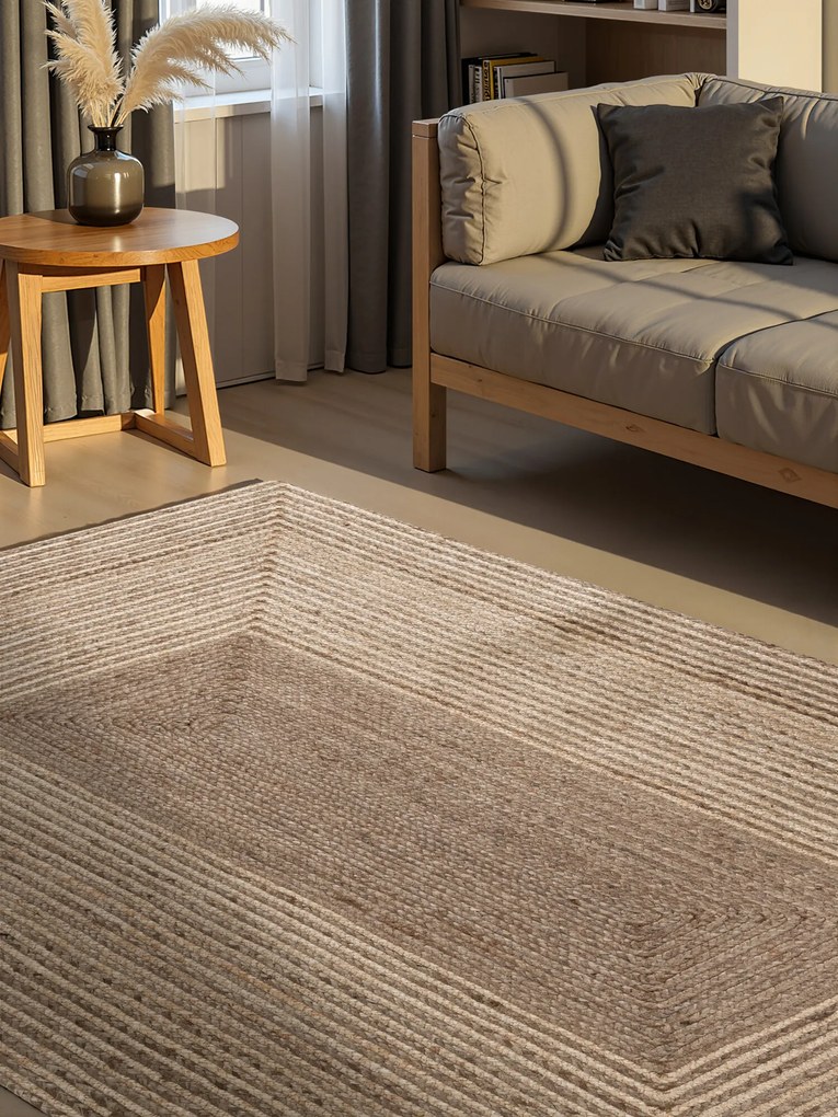 Hanse Home, Kusový koberec Juno 106329 Natural White Brown, 120x170, hnědá, chodba / předsíň