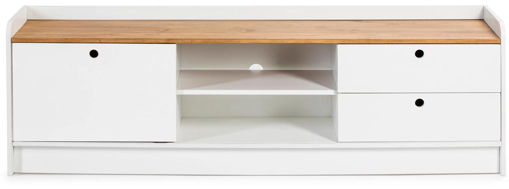 Marckeric Televizní stolek Monte z borovicového dřeva, bílá/přírodní, 51 cm