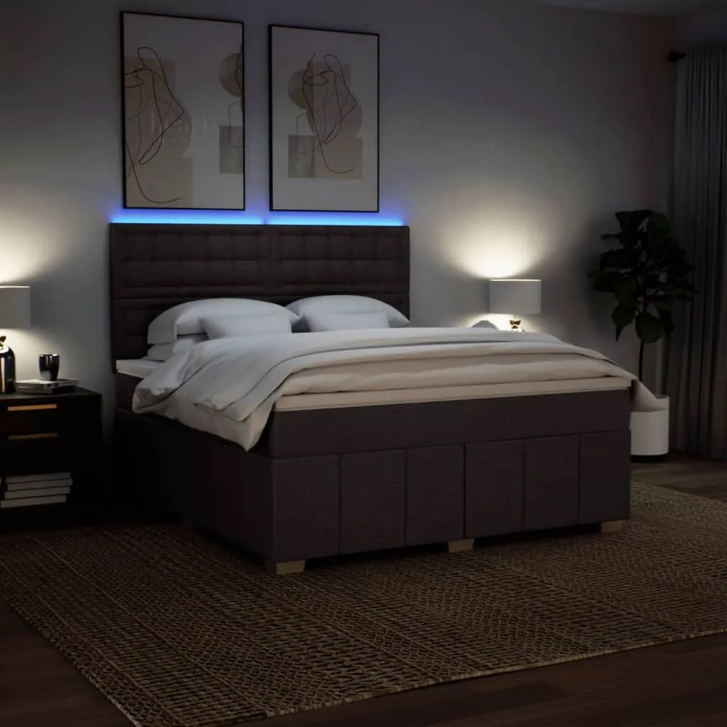 Box spring postel s matrací tmavě hnědá 180x200 cm textil 3294064