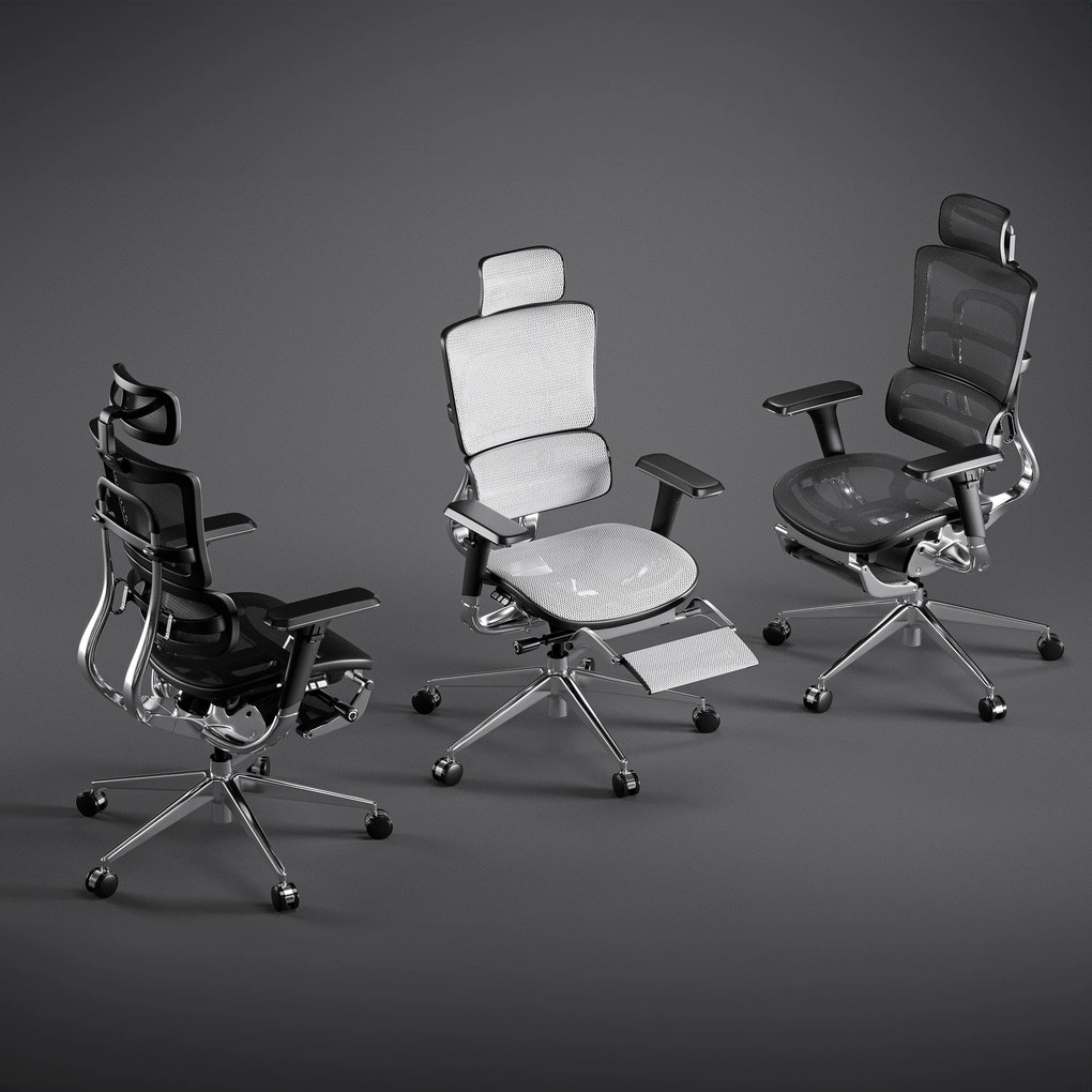 Ergonomická kancelářská židle s podnožkou Normal Size, černý-šedý: Diablo V-Master