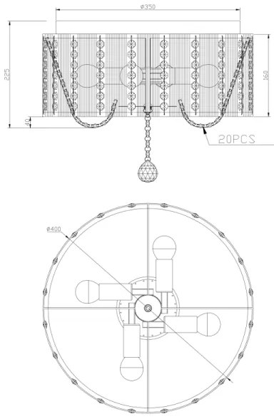Globo 15091D - Křišťálové stropní svítidlo WALLA 4xE14/40W/230V