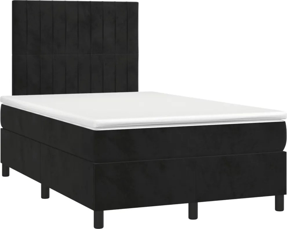 Box spring postel s matrací a LED černá 120 x 190 cm samet 3270325