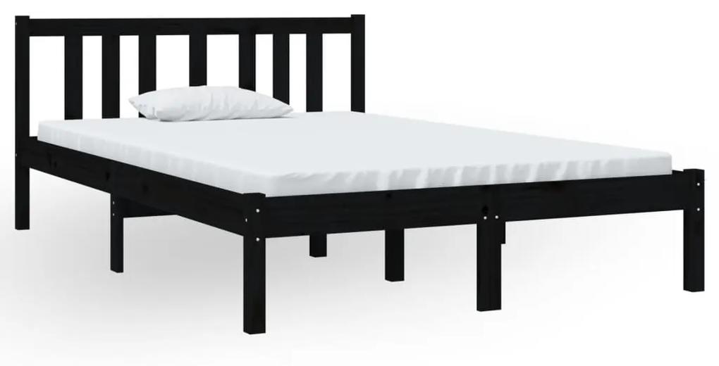 814858 vidaXL Rám postele černý masivní dřevo 120 x 190 cm malé dvojlůžko